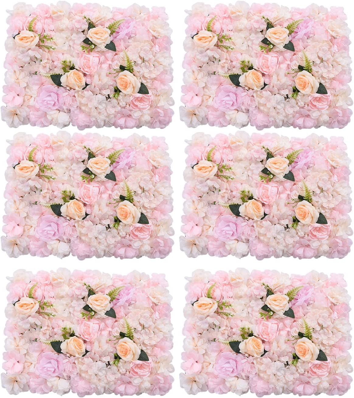 6 Pcs Flower Wall Panel Floral Backdrop, Wall Flower Silk Rose,Flower ...