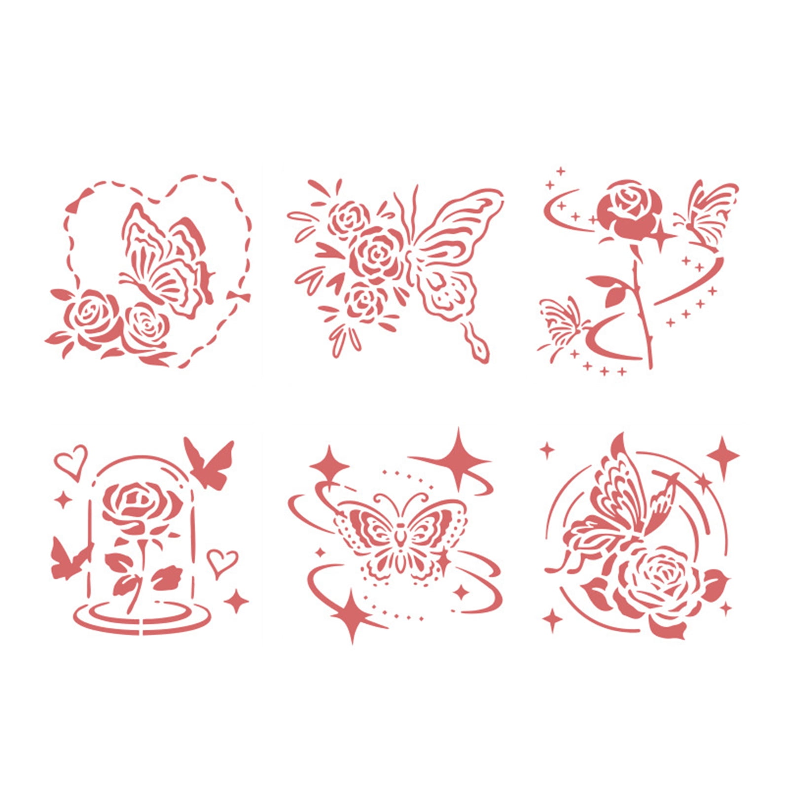 6 Pcs Flowers Stencils Butterfly Stencils Hollow Out Drawing Templates ...