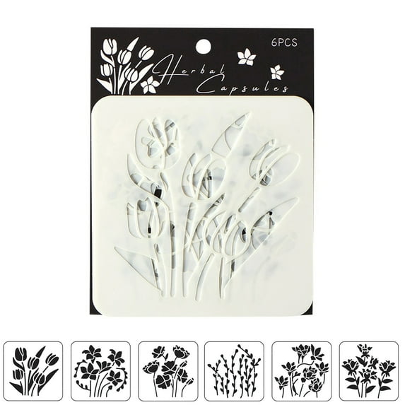 6 Pcs Flowers Stencils PET Craft Stencils Plant Drawing Templates For ...