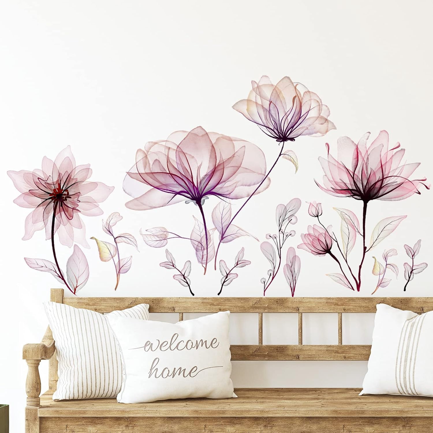 6 Pcs Flowers Wall Decals Stickers Vinyl Removable Peel and Stick ...