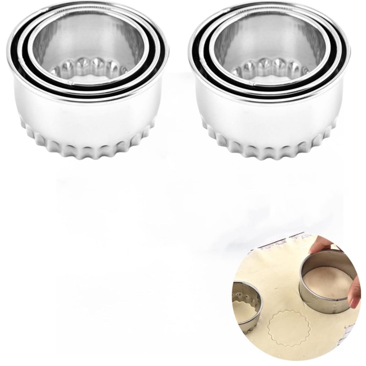 6 Pcs Fluted Cookie Cutters Set Roofei Round Circle Pastry Biscuit ...