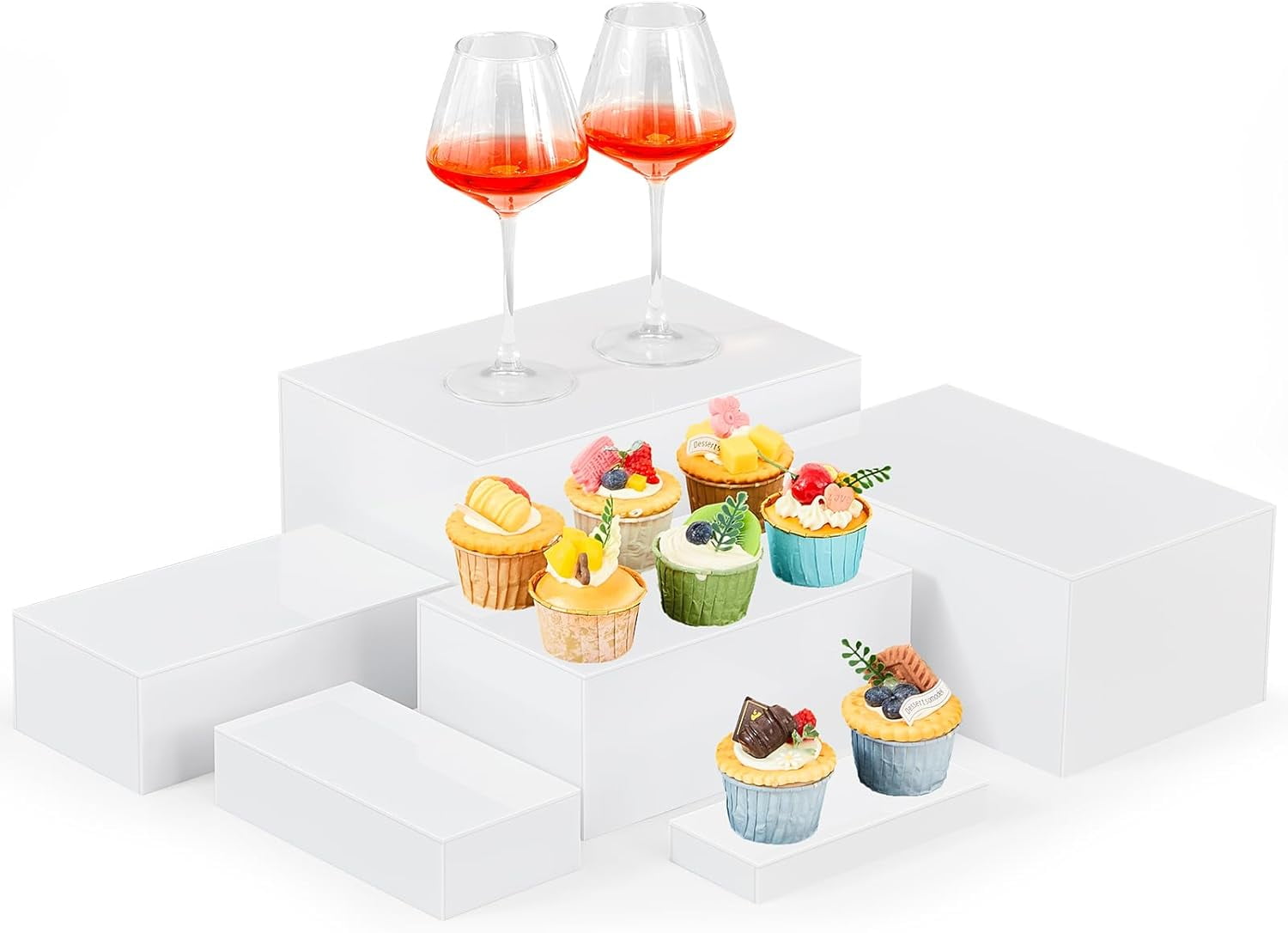 6 Pcs Food Risers for Buffet Table Large Buffet Risers Acrylic Display ...