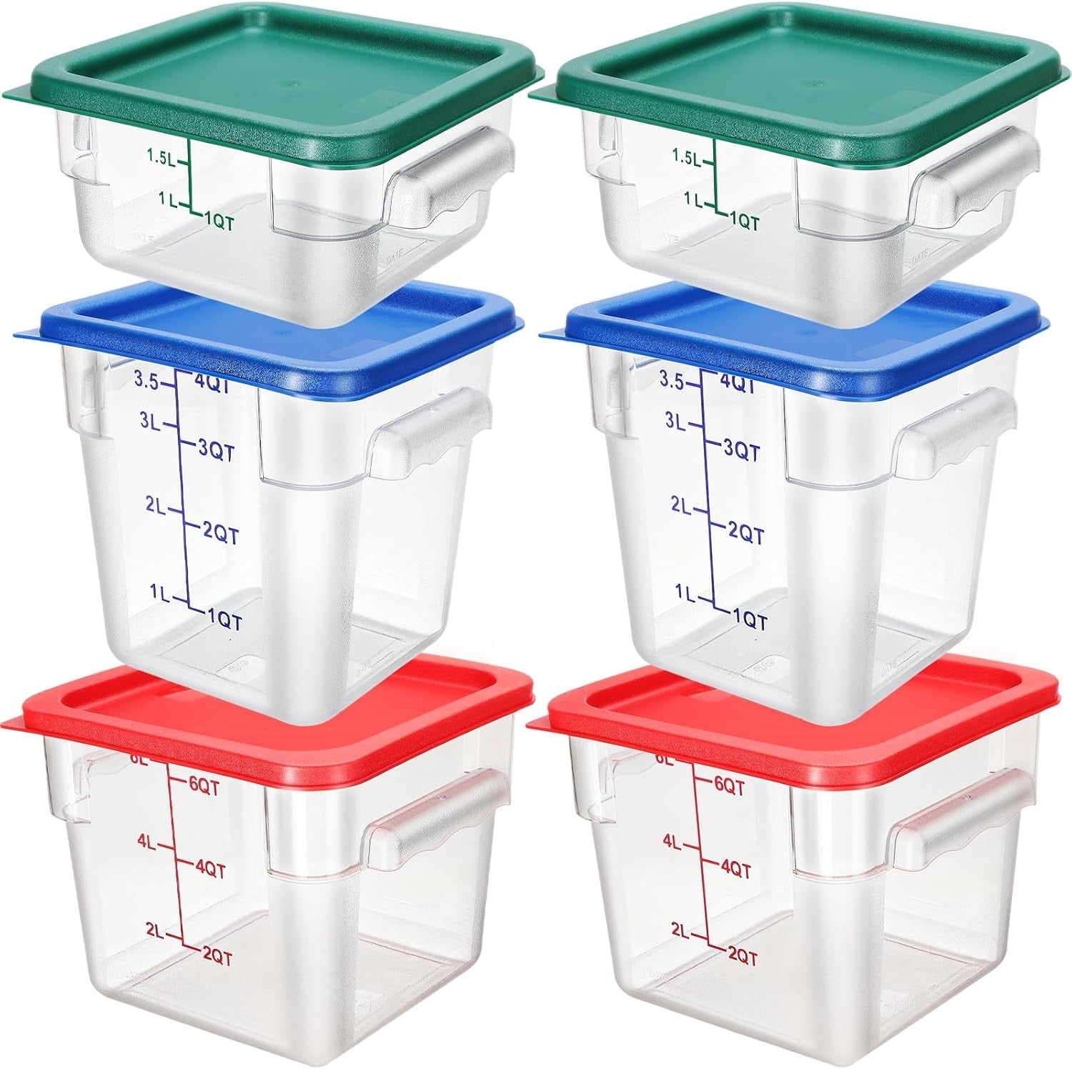 6 Pcs Food Storage Set, Square Polycarbonate Restaurant Food Storage ...