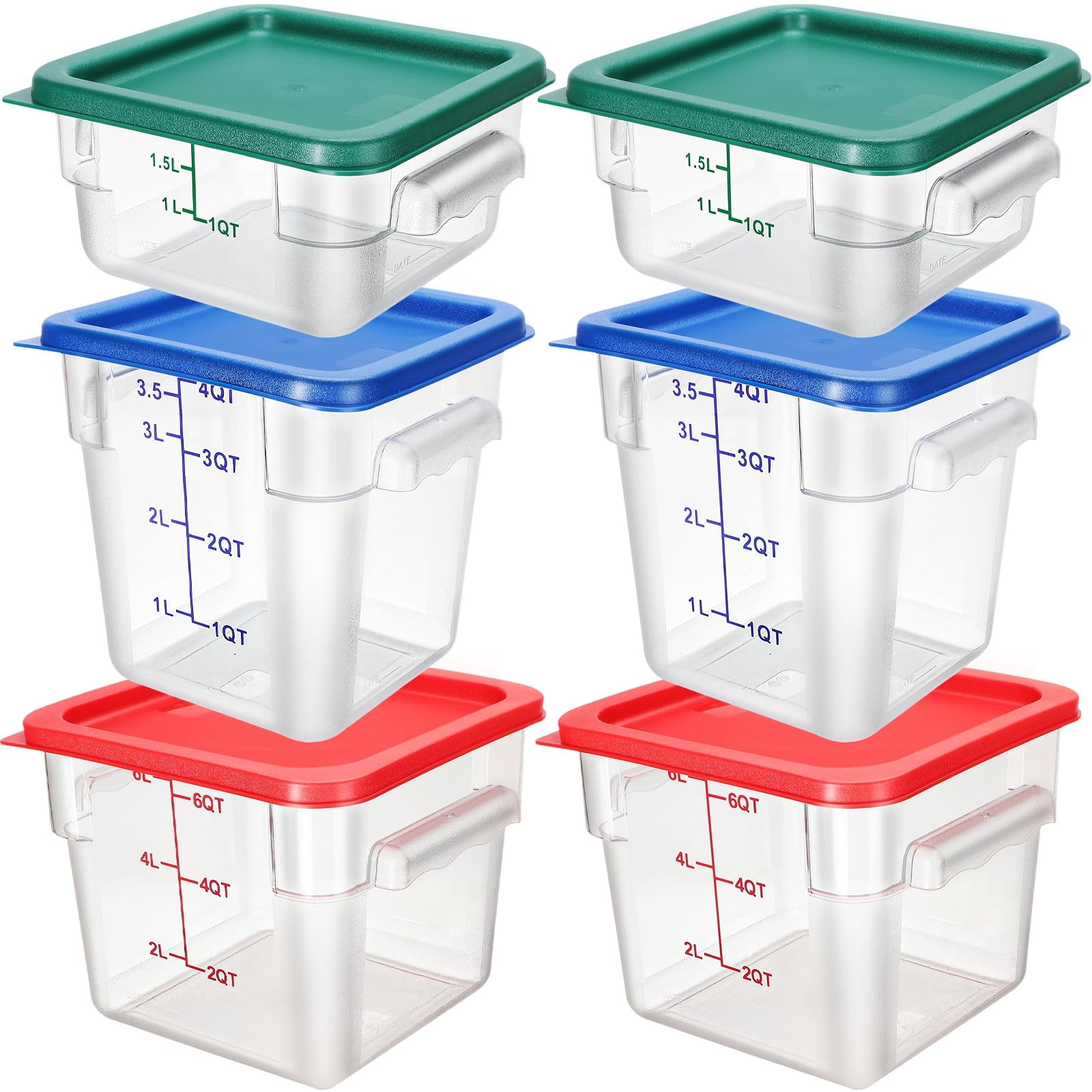 6 Pcs Food Storage Set, Square Polycarbonate Restaurant Food Storage ...