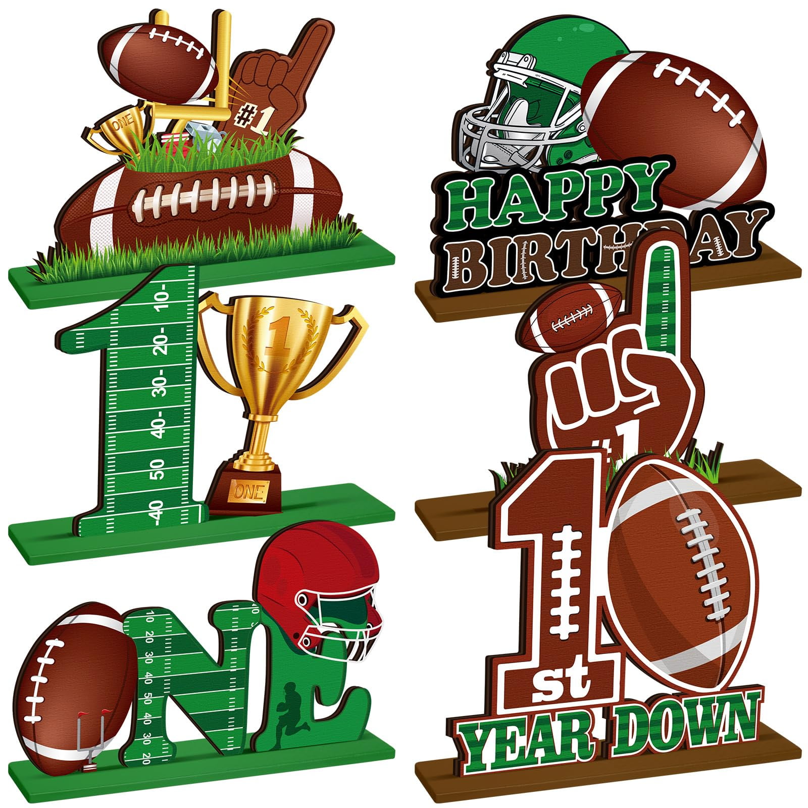 6 Pcs Football 1st Birthday Decorations KKS1 Football Table Centerpiece ...