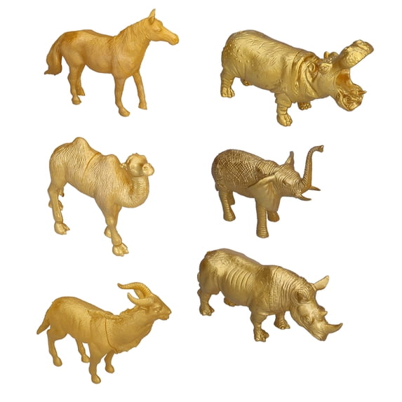 6 Pcs Forest Wild Animals Figure PVC Long Lasting Simulation Golden Zoo ...