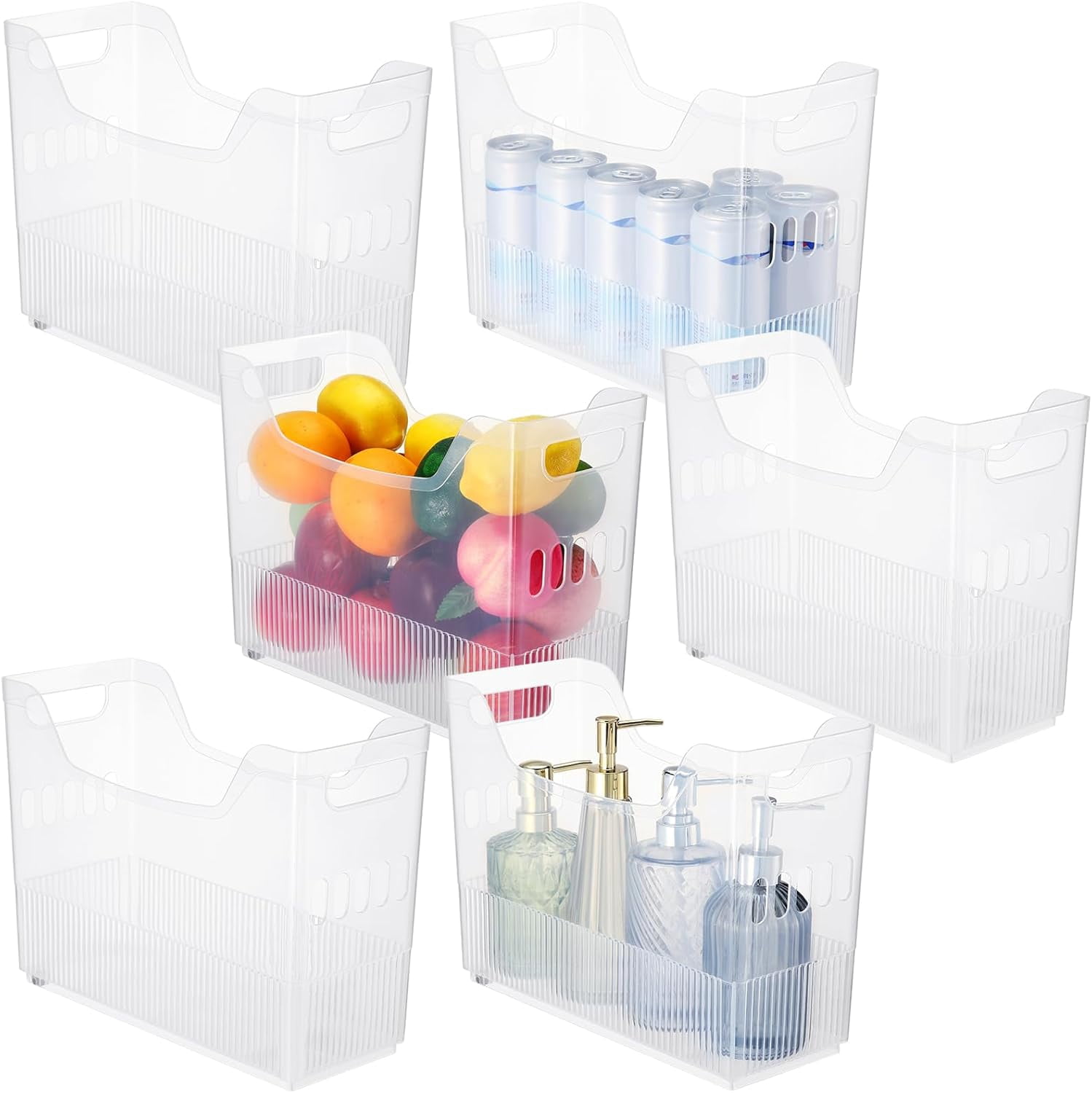6 Pcs Freezer Organizer Bins with Wheel Medium Size Clear Plastic ...