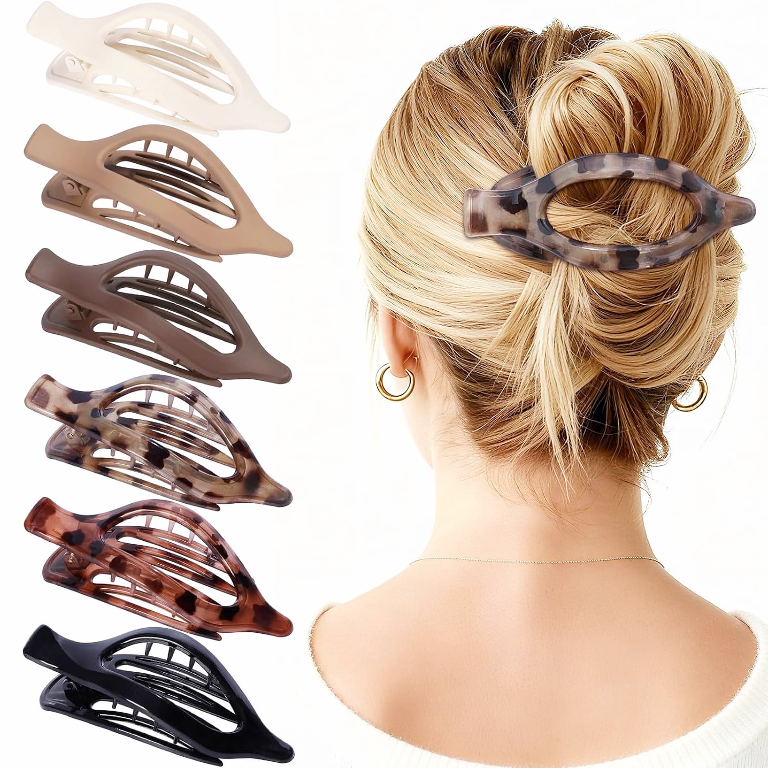6 Pcs French Flat Hair Clips For Women In Assorted Colors - Strong Hold ...