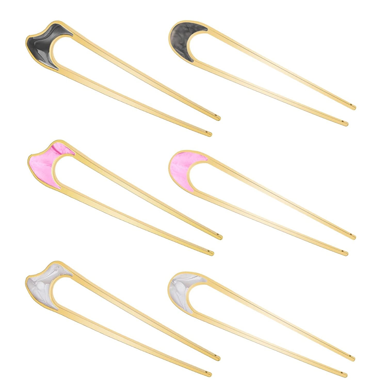 6 Pcs French Hair Pins Shaped Hair Pins French Metal Hair Pin Stick for ...