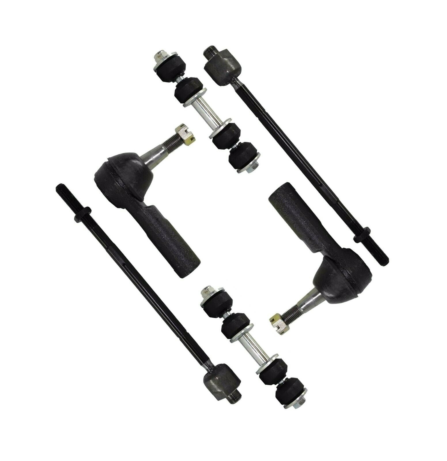 6 Pcs Front Inner & Outer Tie Rod Ends Sway Bae End Link Driver ...