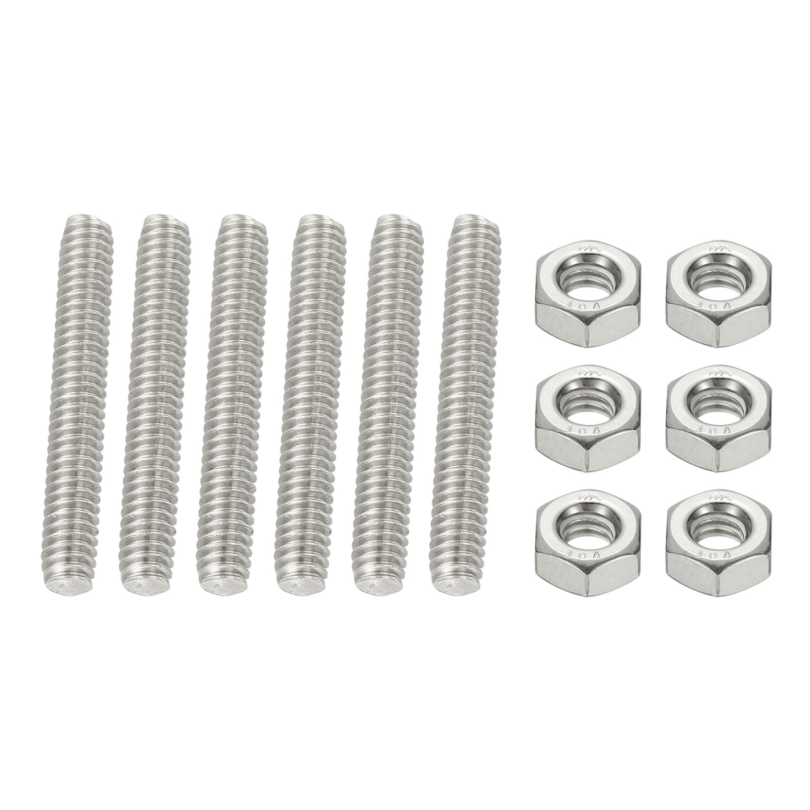 Uxcell Fully Threaded Rods with Right Hand Thread Bar Studs and Nuts ...