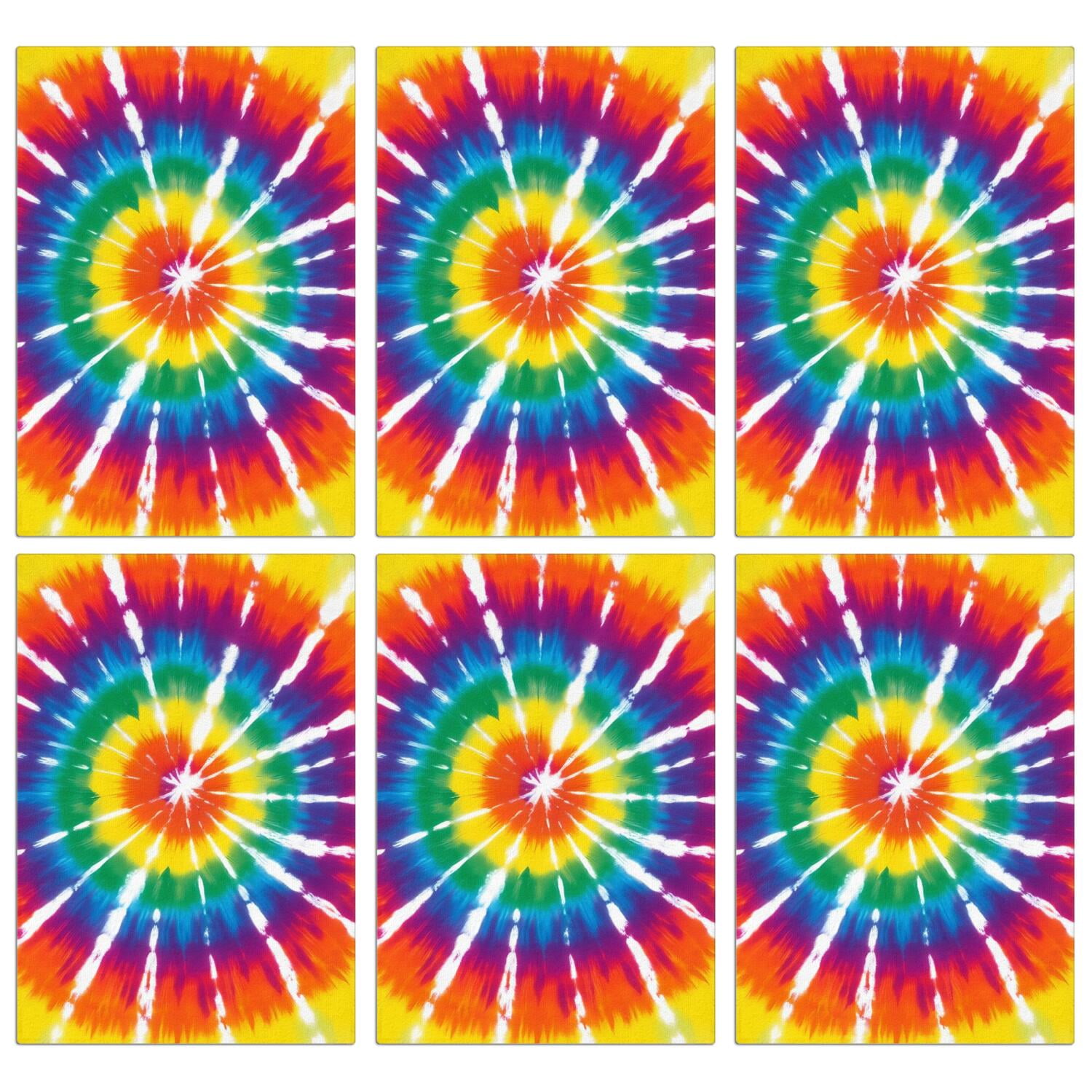 6 Pcs Funny Kitchen Towels,Colorful Rainbow Tie Dye Spiral Pattern ...