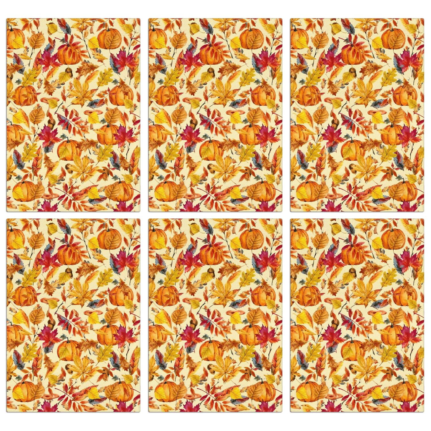 6 Pcs Funny Kitchen Towels,Fall Pumpkins and Autumn Leaves Pattern ...