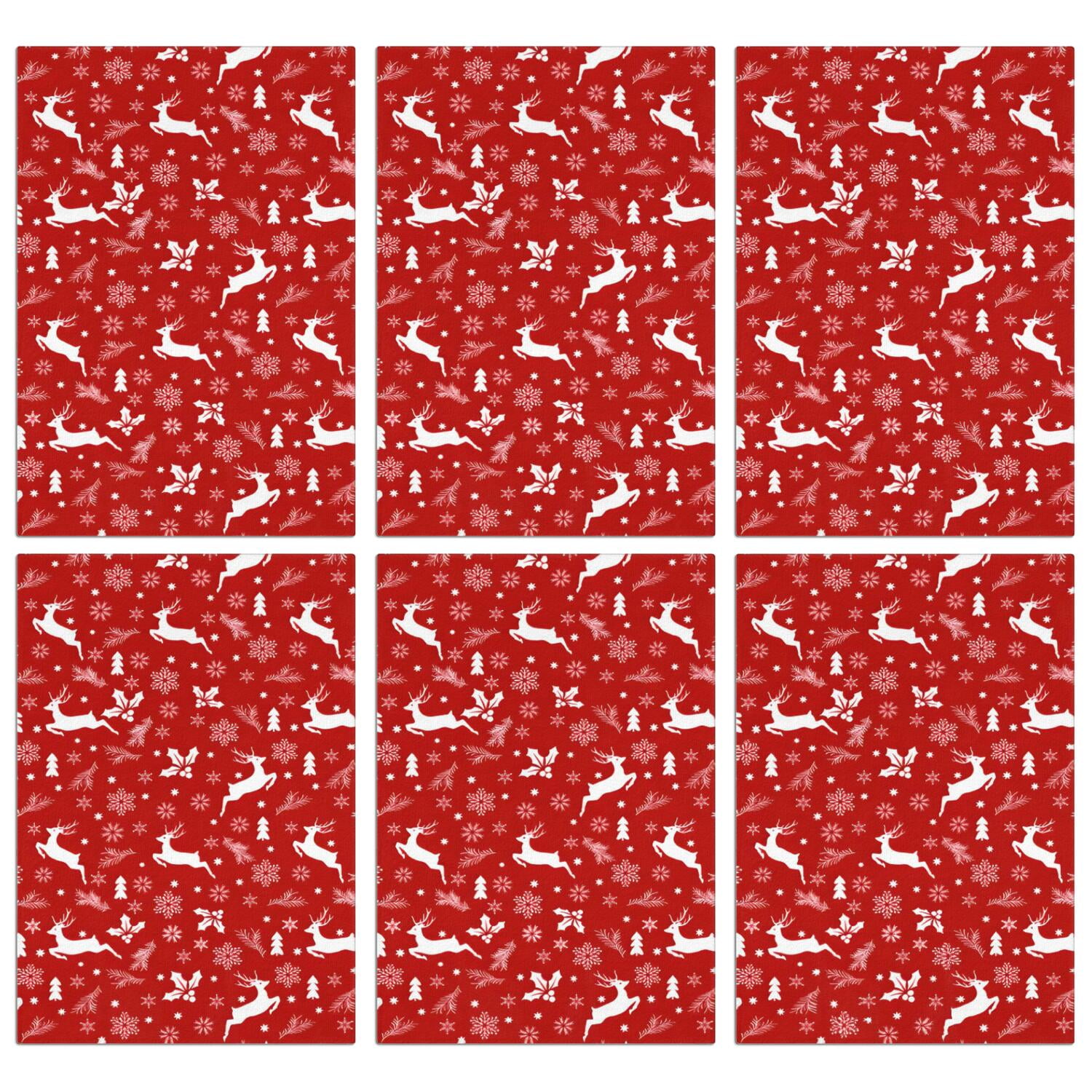 6 Pcs Funny Kitchen Towels,Red Christmas Reindeer and Snowflake Pattern ...