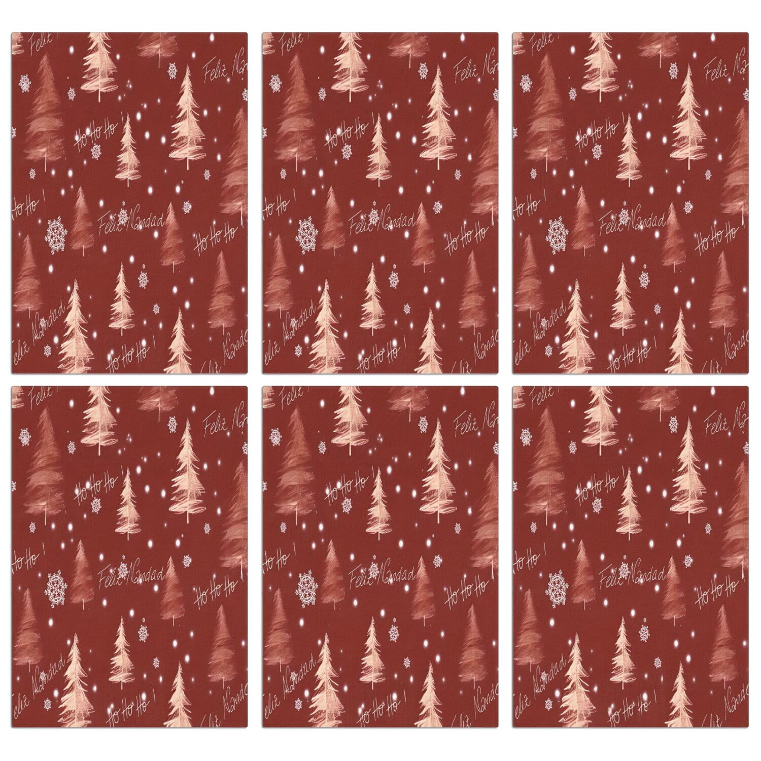 6 Pcs Funny Kitchen Towels,Red Christmas Tree Pattern Microfiber Dish ...