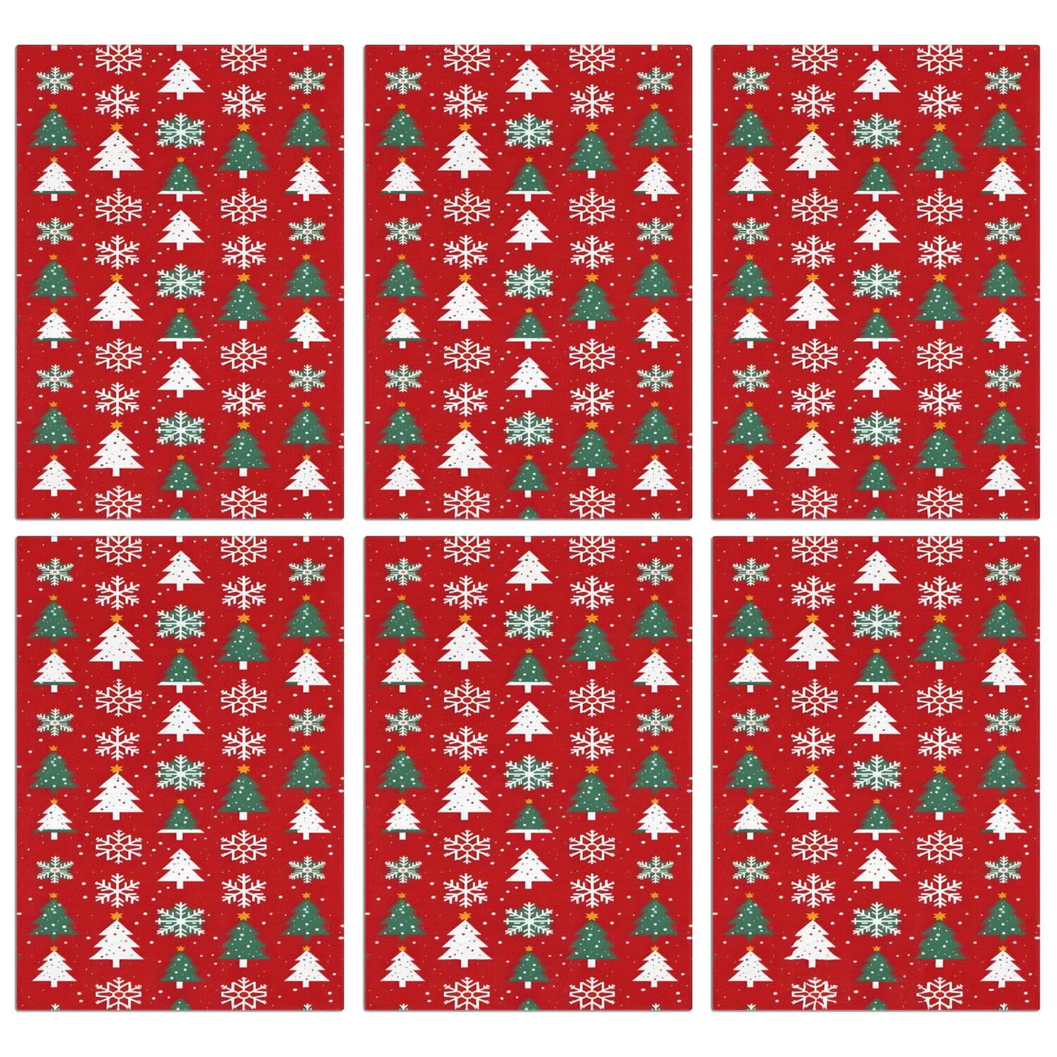 6 Pcs Funny Kitchen Towels,Red Christmas Tree and Snowflake Pattern ...