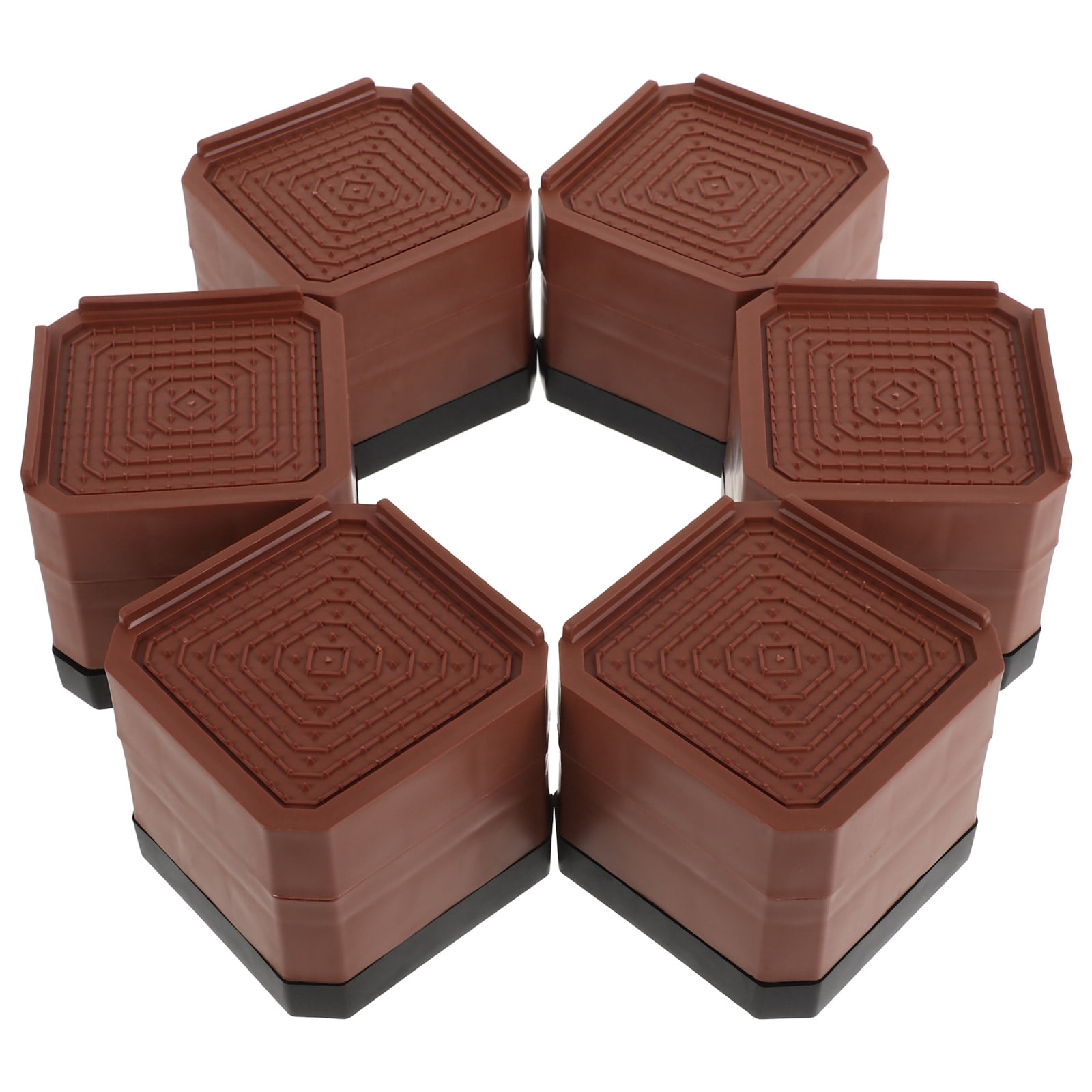 WASHWEPE Bed Riser Table Leg Risers Brown Plastic 6Pcs - Walmart.com