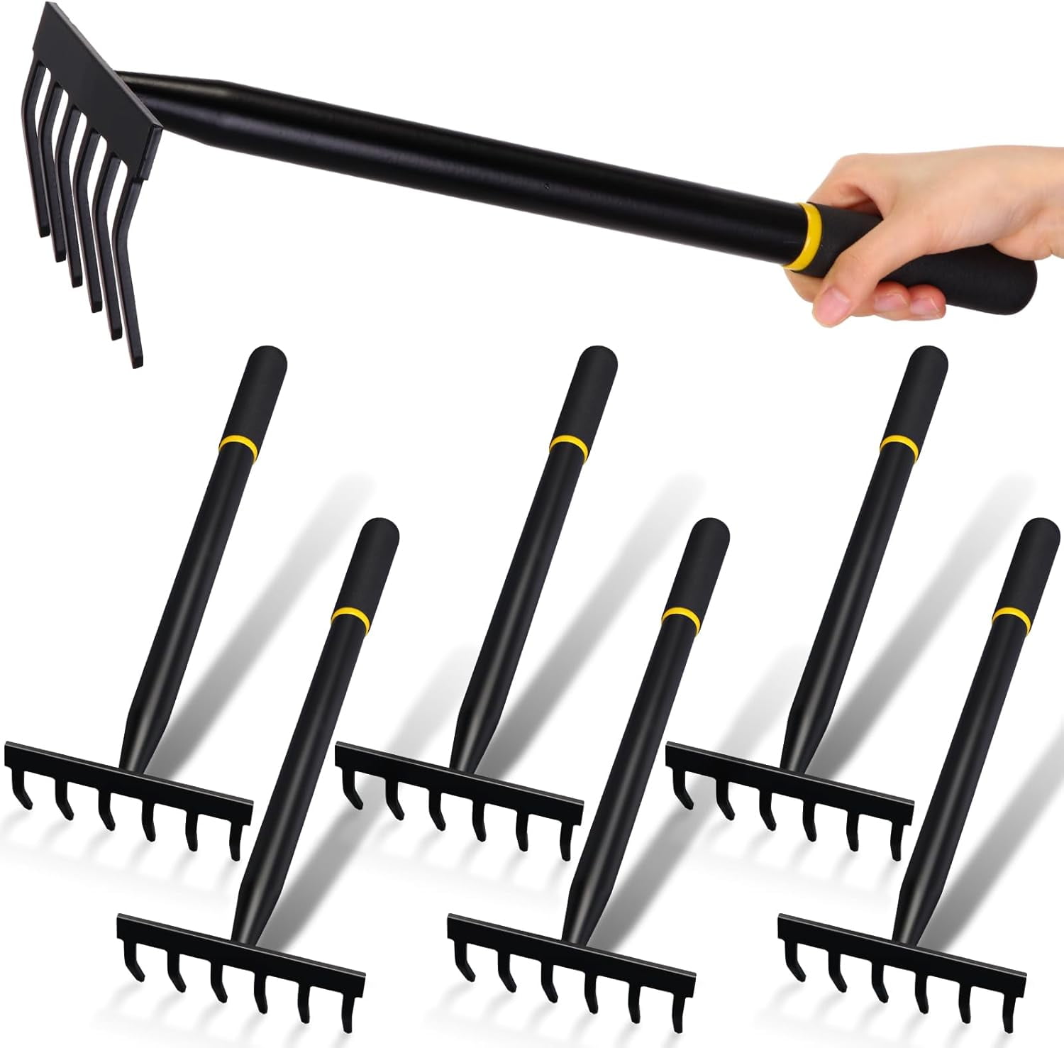 6 Pcs Garden Hand Rake Stainless Steel Hand Cultivator Rust Resistant ...