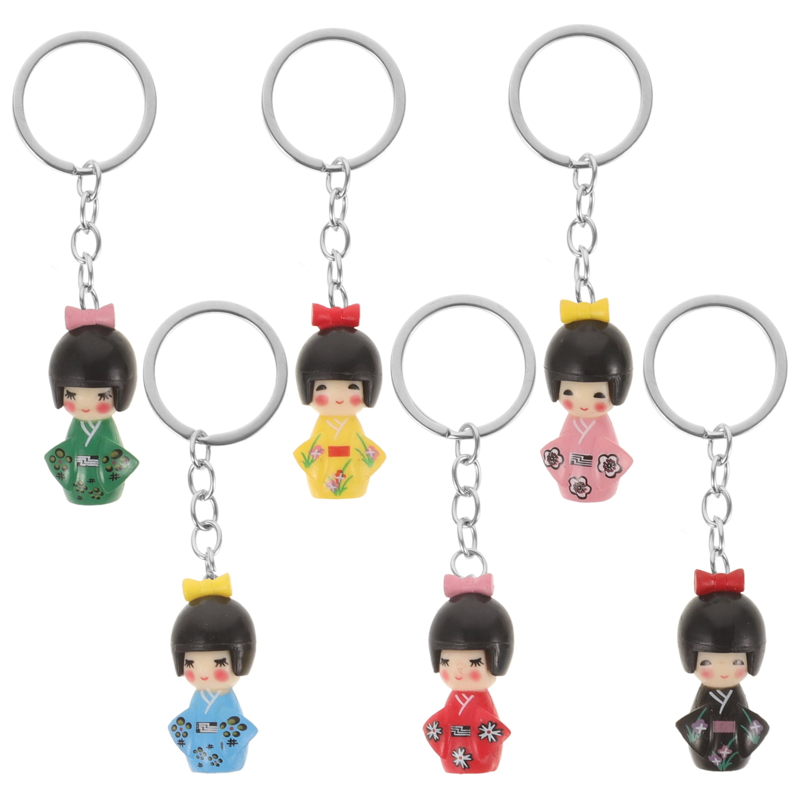 6 Pcs Geisha Keyring Bag Mini Key Chain Decorative Keychain Child 9X2X1 ...