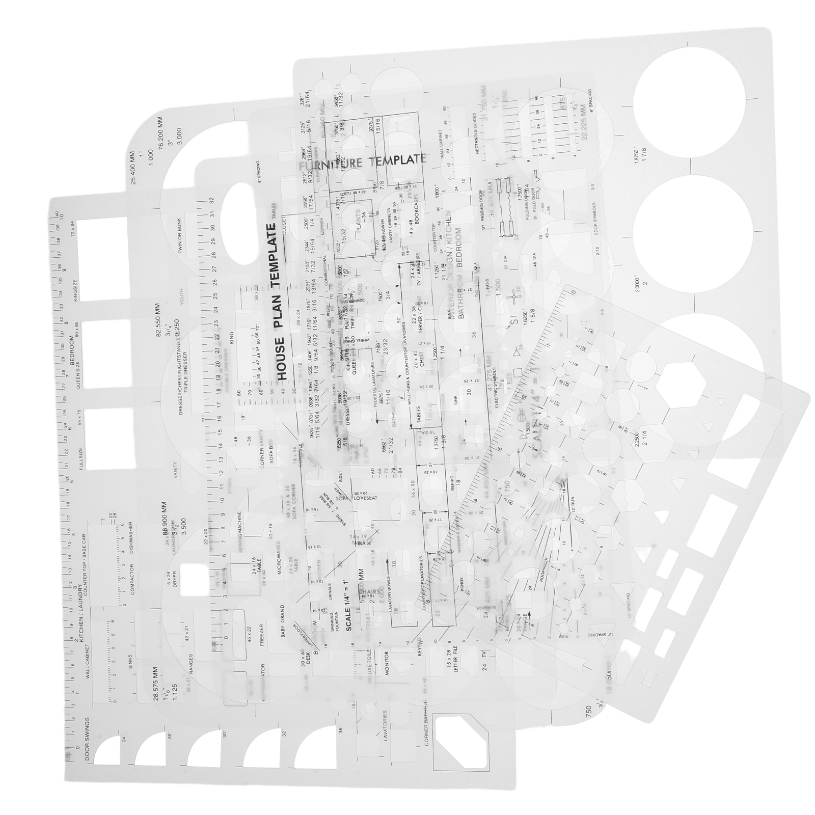 6 Pcs Geometric Drawings Templates Drafting Stencils Measuring Tools ...