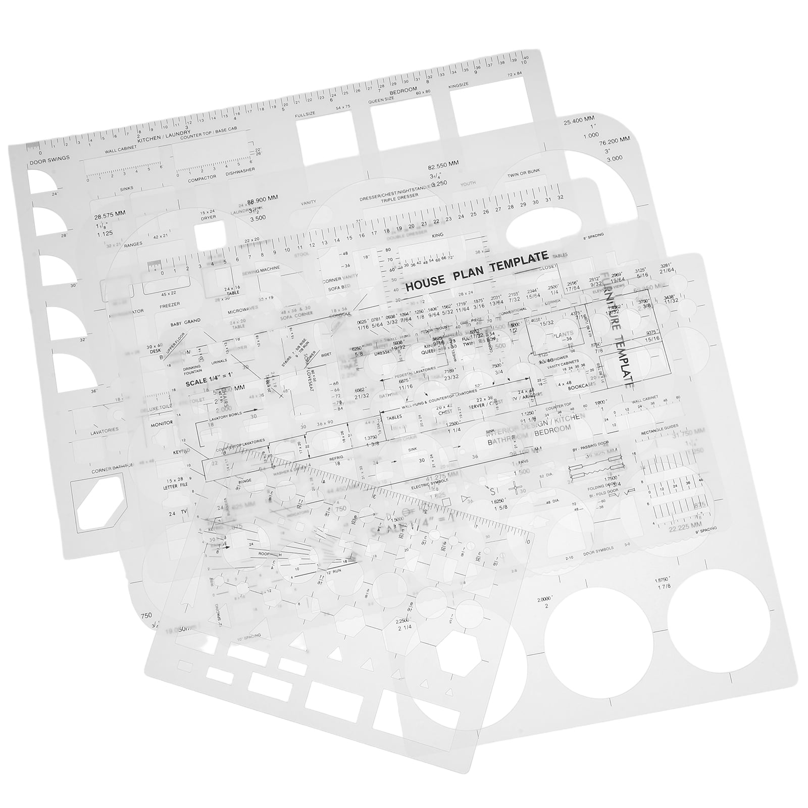 6 Pcs Geometric Drawings Templates Drafting Stencils Measuring Tools ...