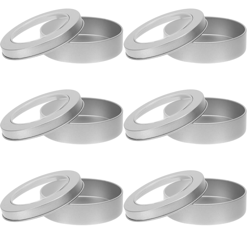 6pcs Empty Cookie Tins with Lids Round Holiday Tin Boxes for Packing ...