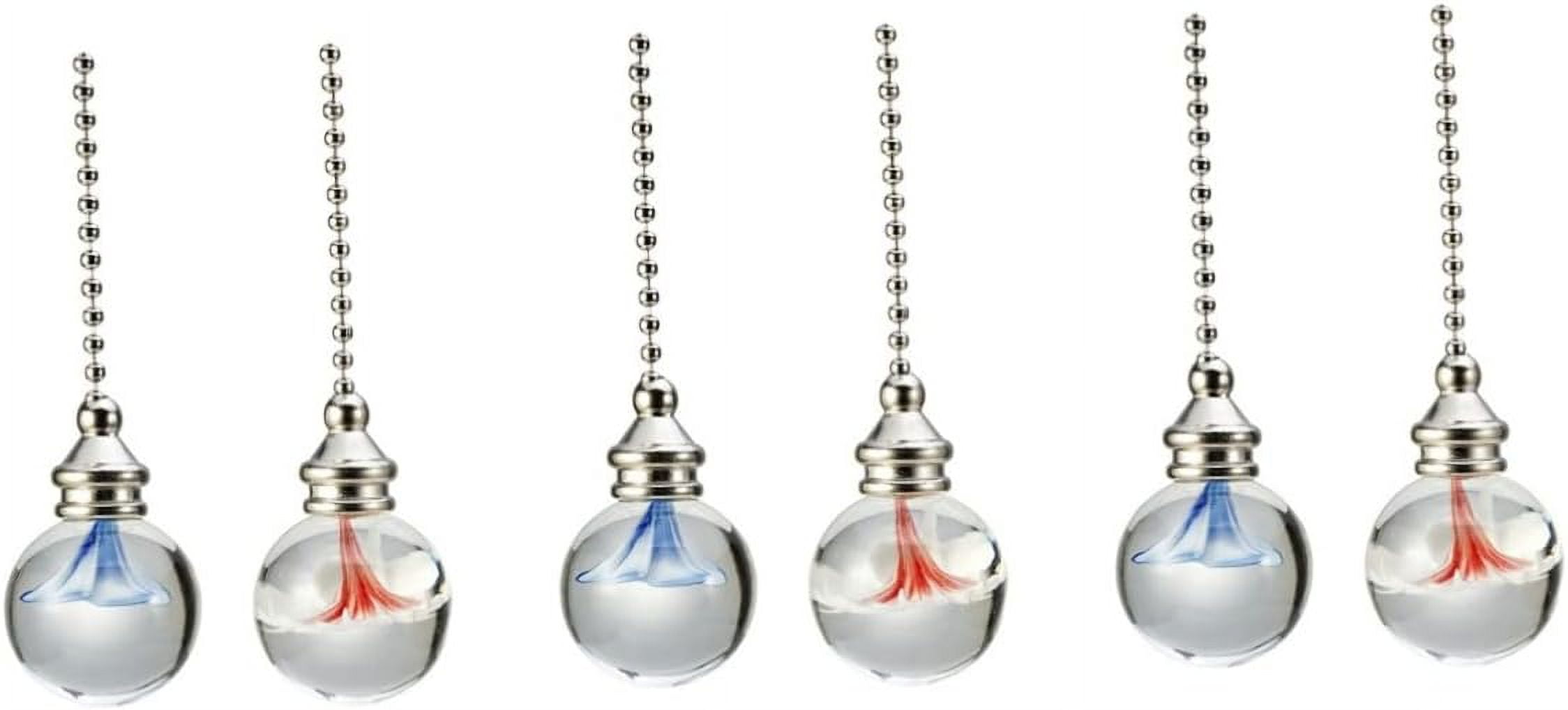 6 Pcs Glass Ceiling Fan Chain Glass Pendant Light Flower Chandelier ...