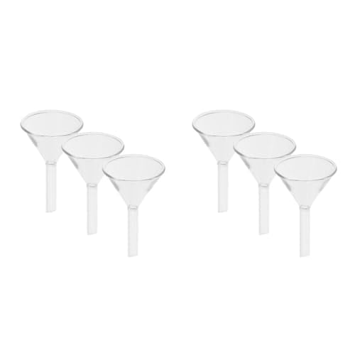 6 Pcs Glass Filling Funnels Set 1.6 Inch Wide Mouth Transparent Lab ...