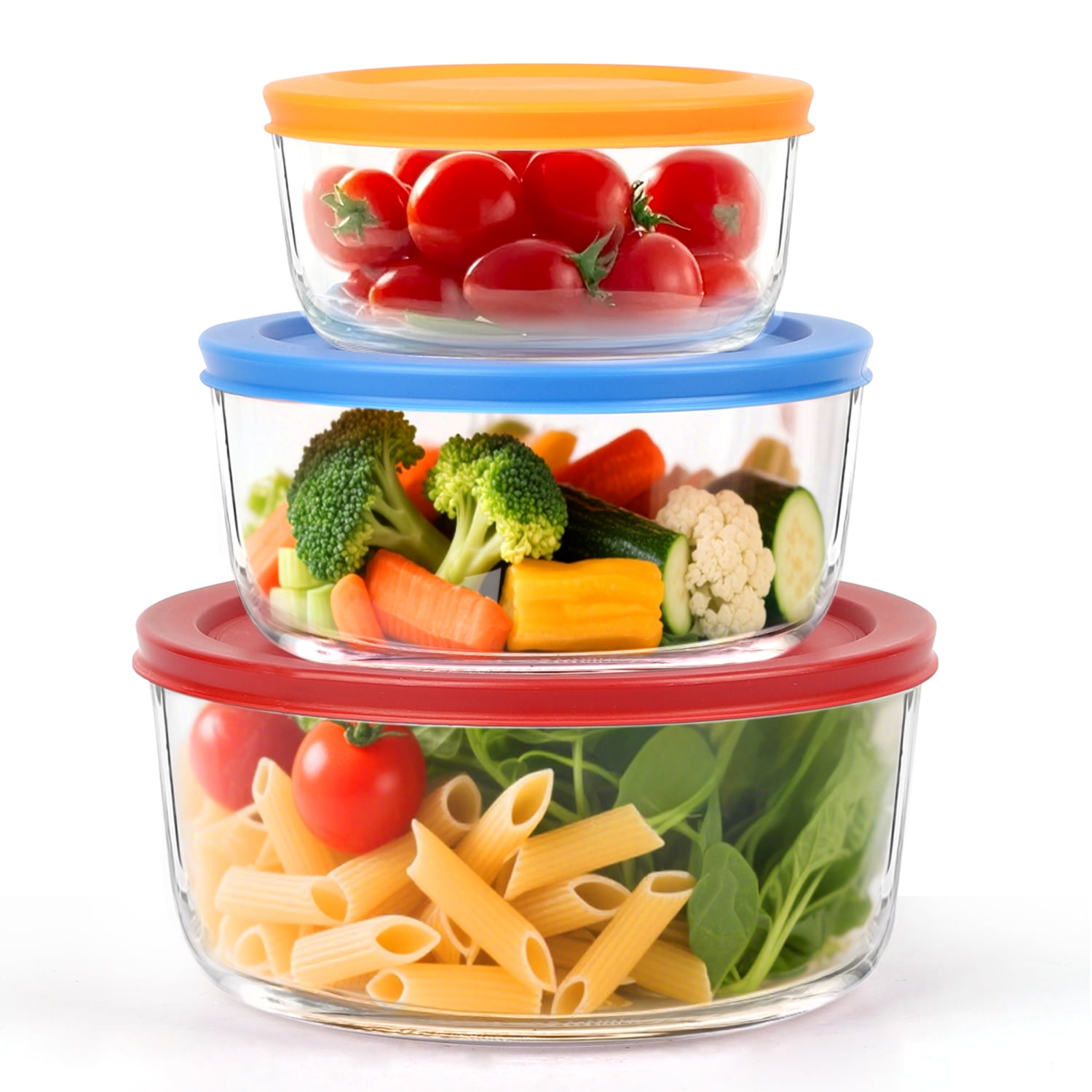 TAIMASI 6 Pcs Glass Food Storage Containers Set, 7, 4, 2 -Cup Round ...
