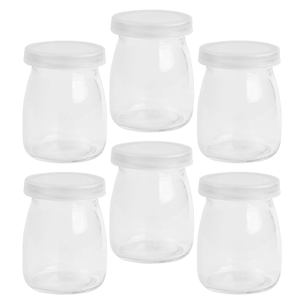6 Pcs Glass Pudding Jar Bottles Mini Containers Yogurt Jars with Lids ...