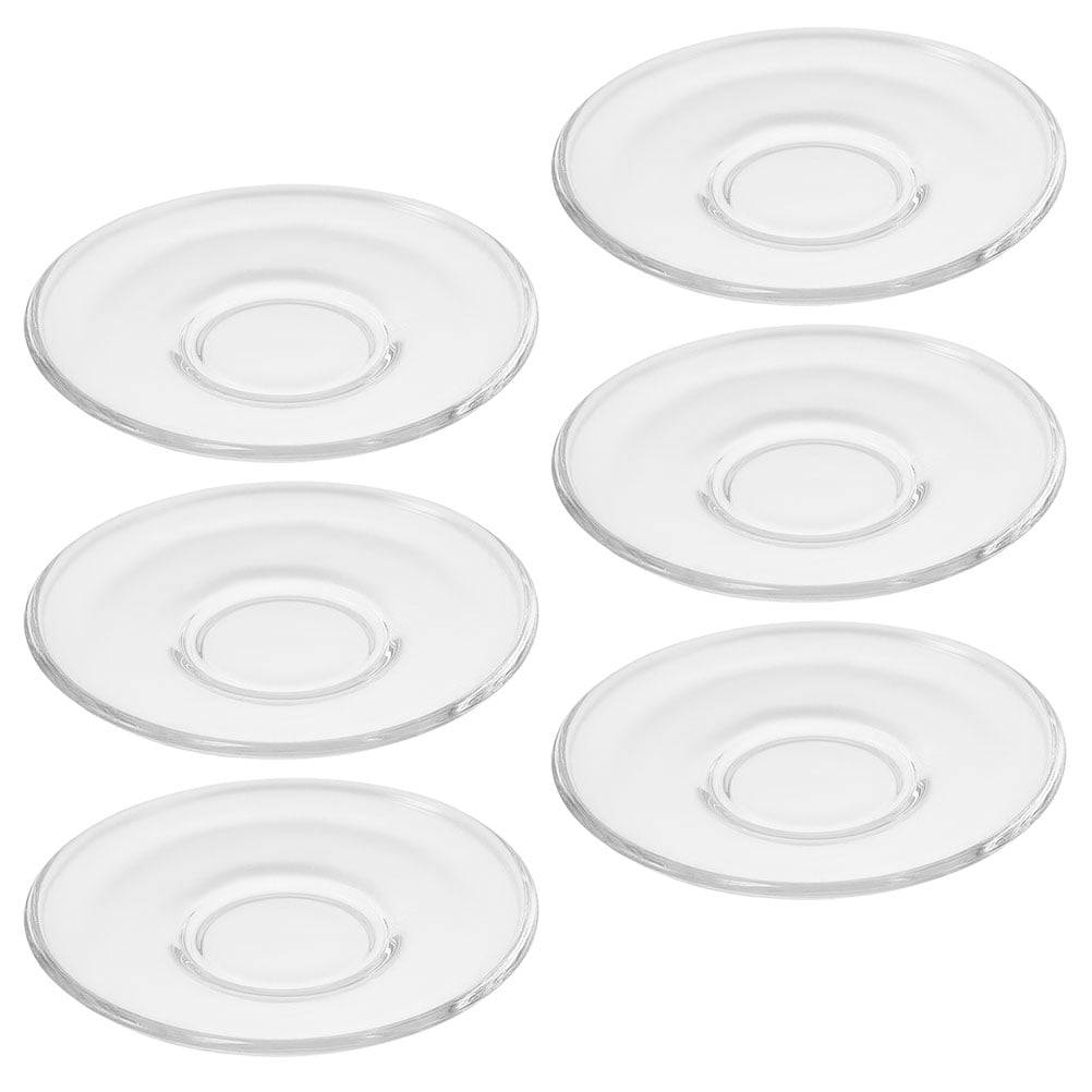 6 Pcs Glass Saucer Round Transparent Coffee Snack Small Dish Tea Tray ...