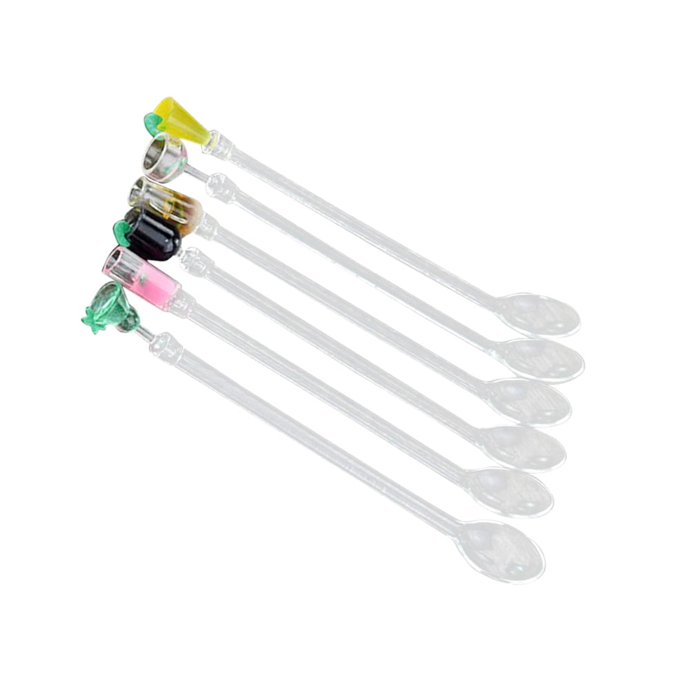 6 Pcs Glass Stir Rods Swizzle Sticks Cocktail Stirrer Acrylic Spoon ...