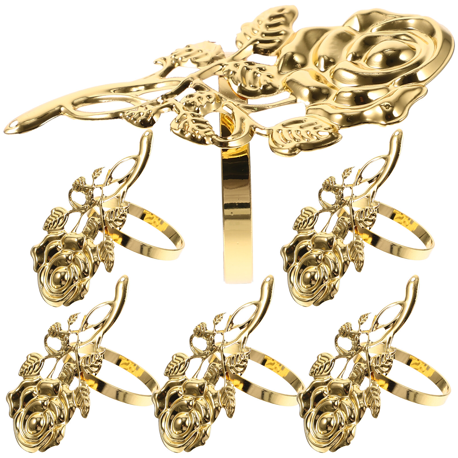 6 Pcs Gold Band Rose Napkin Ring Father's Day Rings Thanksgiving ...