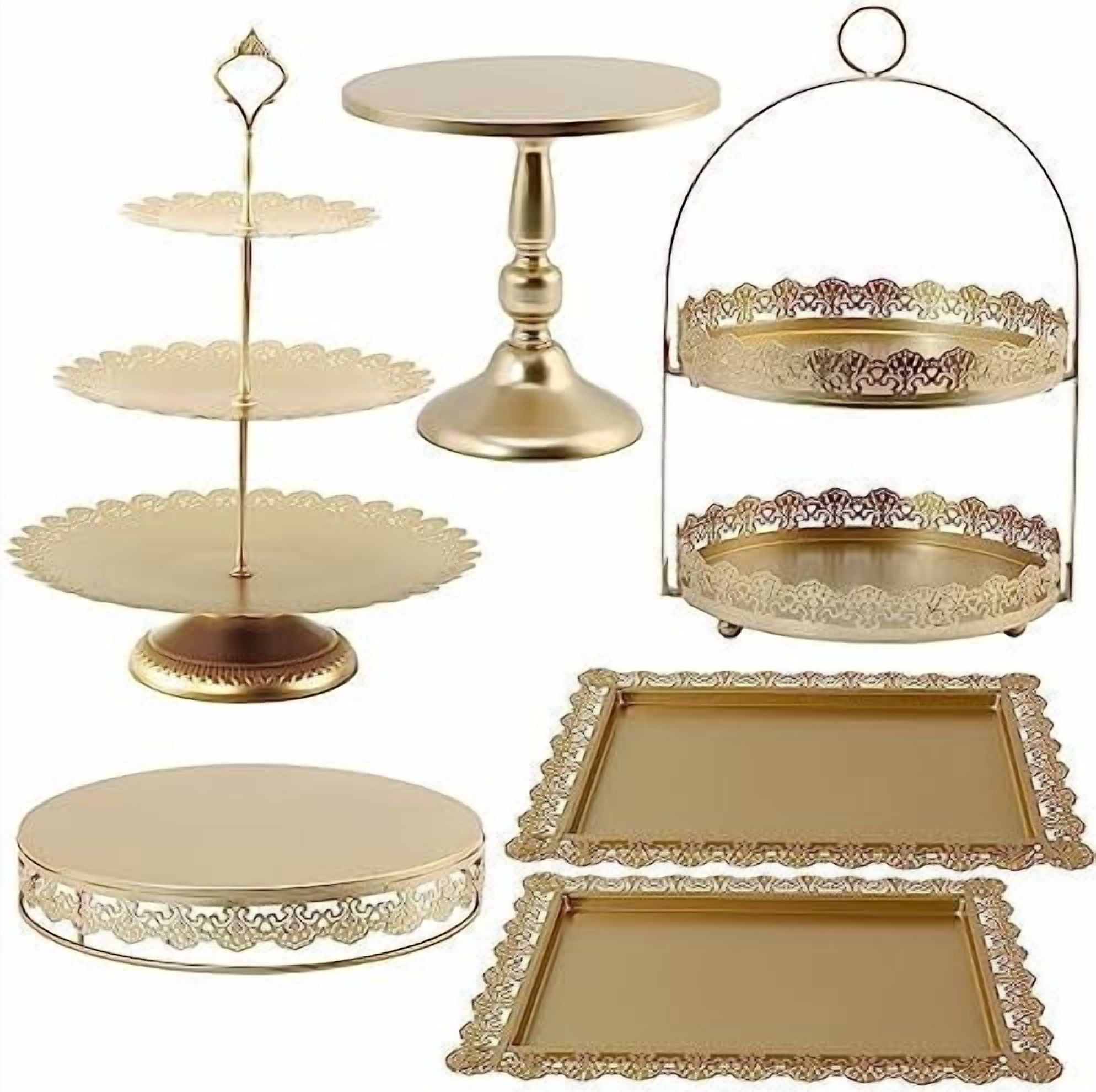 6 Pcs Gold Cake Stands Set, Cake Display Pedestal Tiered Cupcake Holder ...