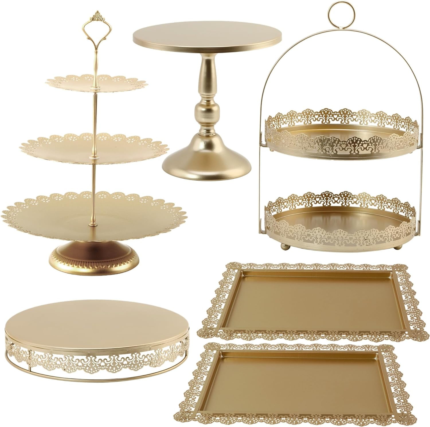 6 Pcs Gold Cake Stands Set, Cake Display Pedestal Tiered Cupcake Holder ...
