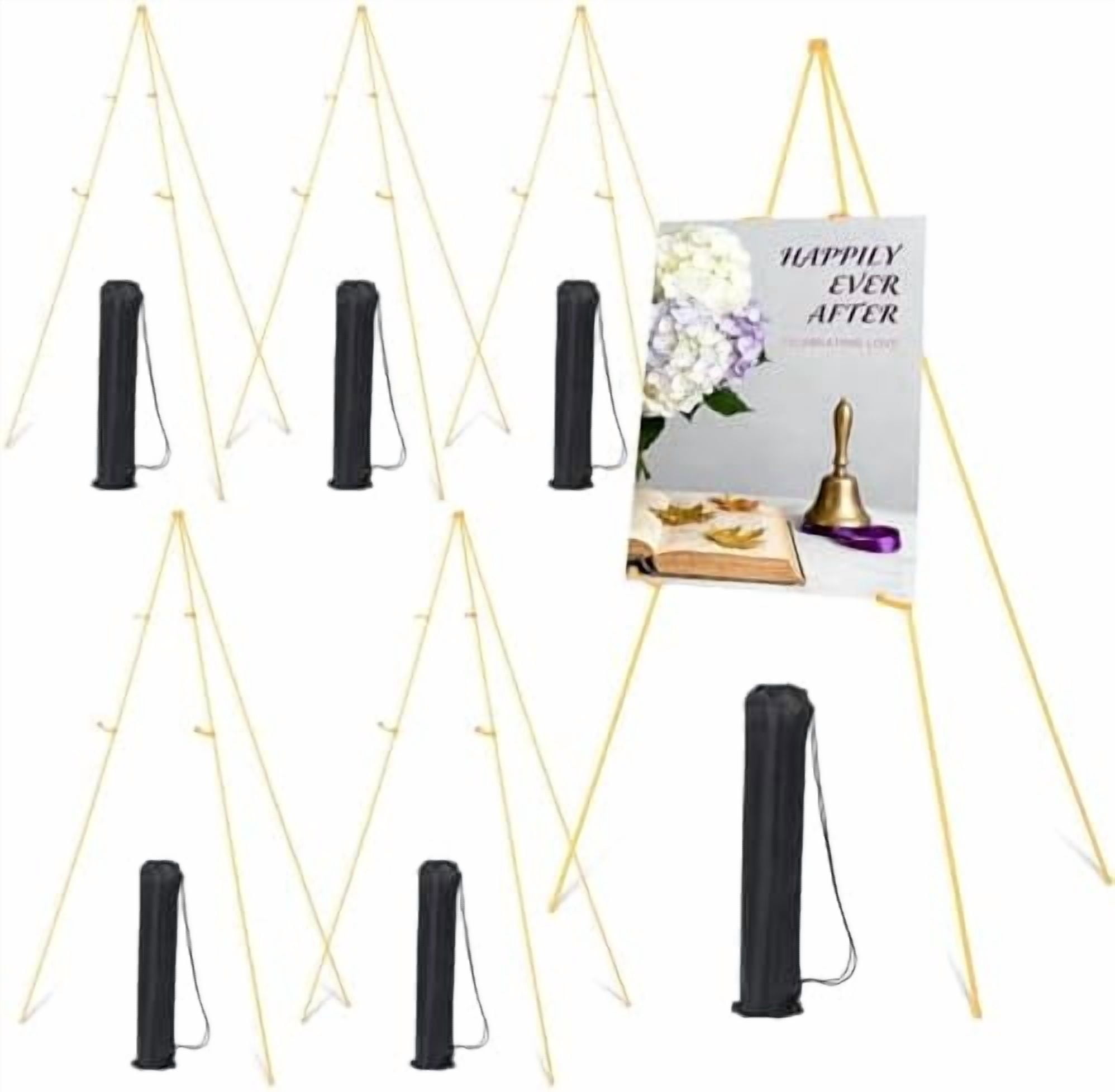 6 Pcs Gold Easel Stand for Sign 63" Folding Easels for Display Metal ...