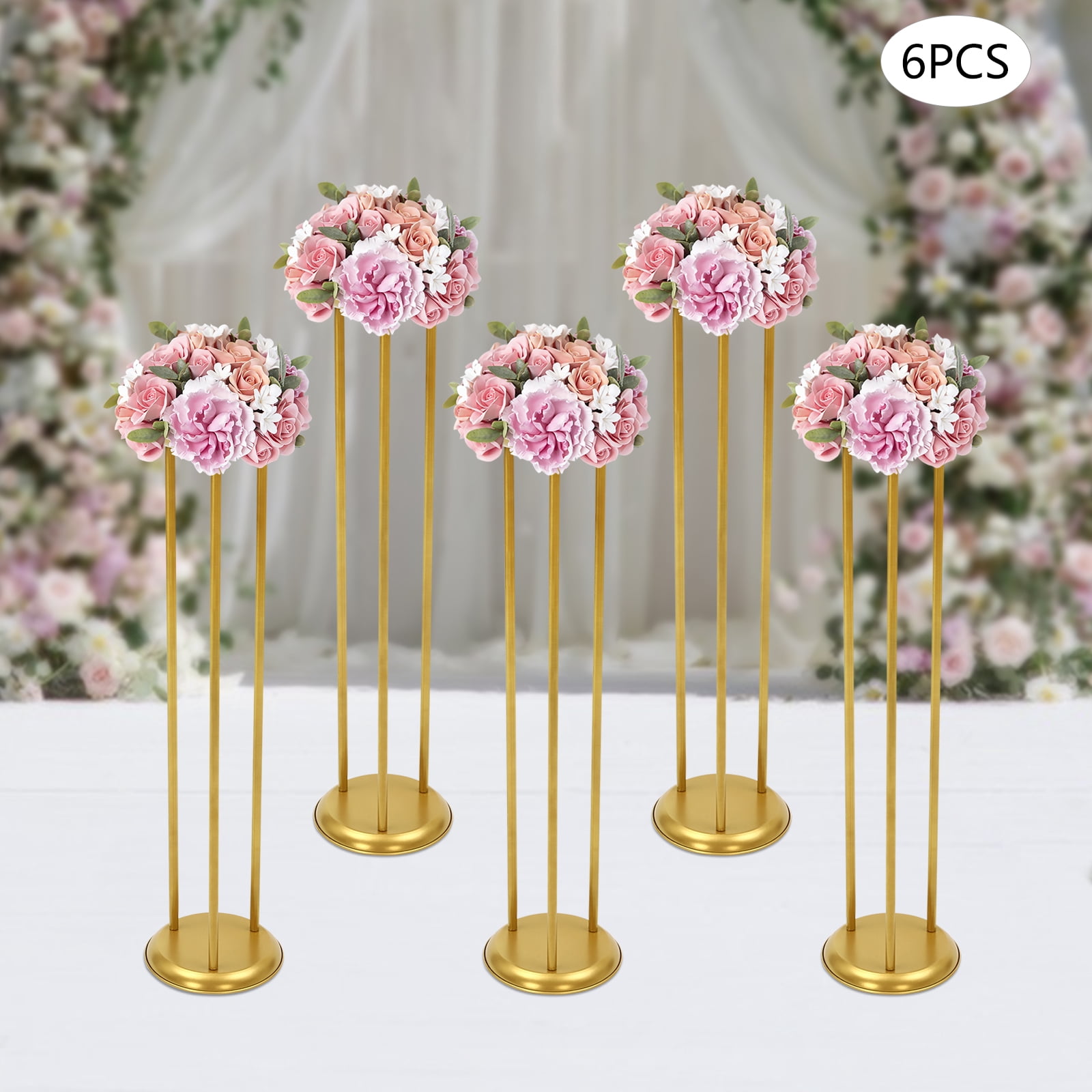 6 Pcs Gold Flower Display Stand, Road Lead Centerpiece Vase, Decorative ...