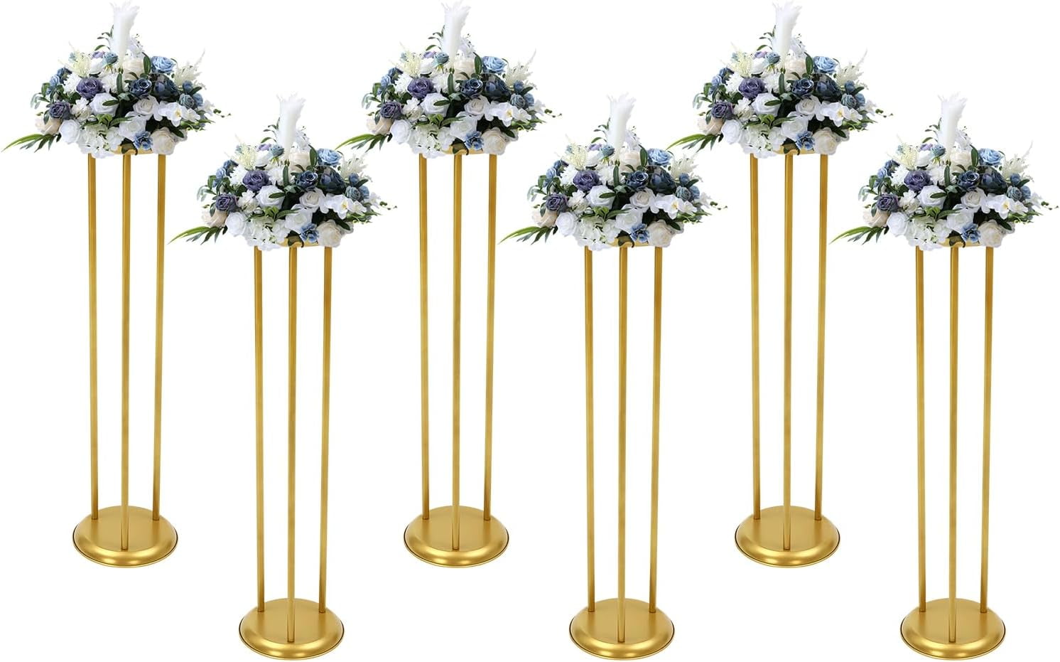 6 Pcs Gold Metal Flower Vase, Pedestal Stand for Parties, Wedding Table ...