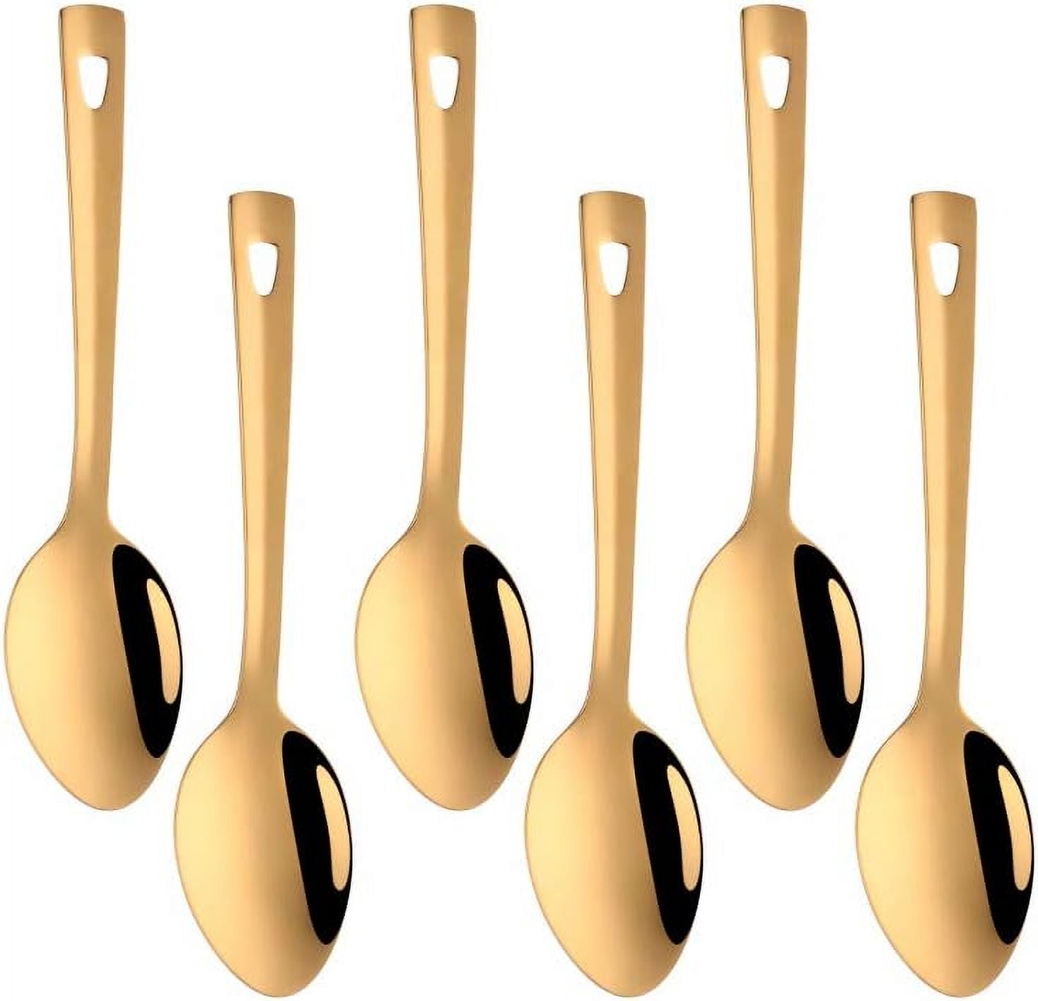6 Pcs Gold Small Serving Spoon, Stainless Steel Titanium Plated Serving ...