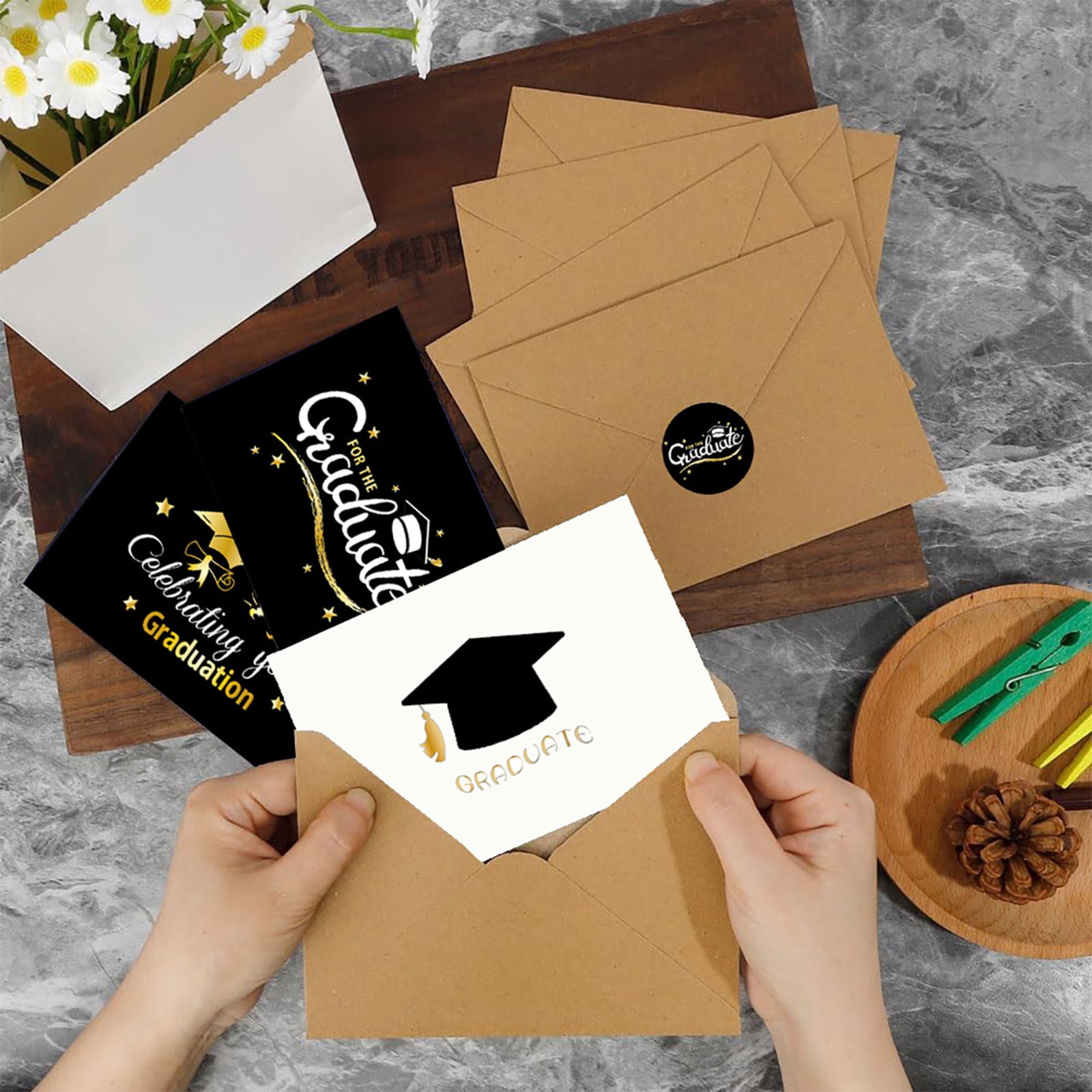 6 Pcs Graduation Greeting Cards, Blank Writeable Note Cards with ...