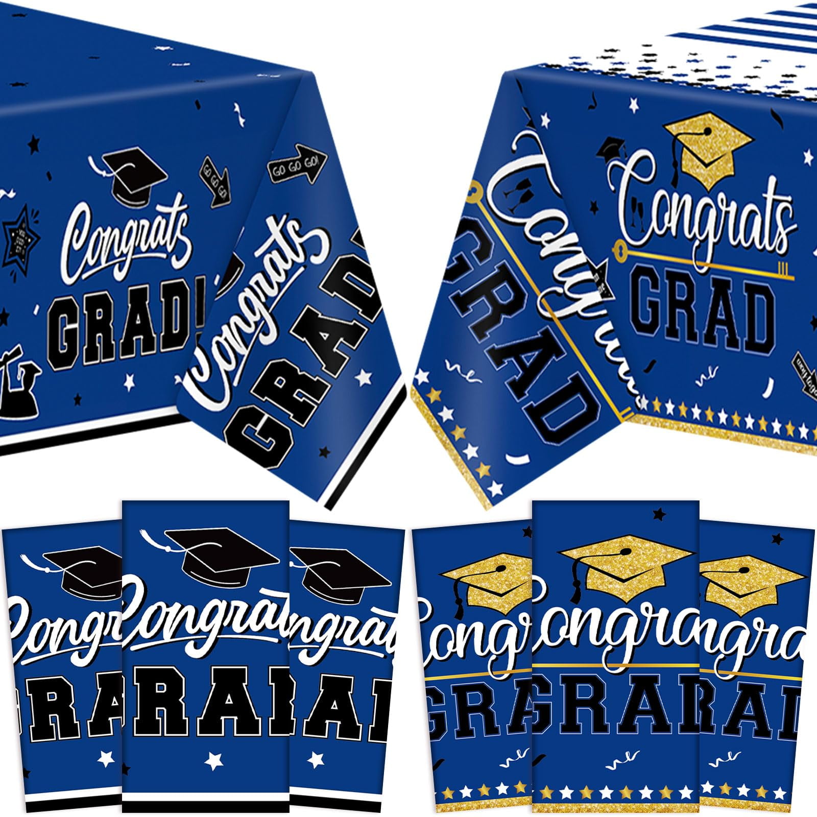 6 Pcs Graduation Party Decorations Gongrats Grad Tablecloths Class of ...