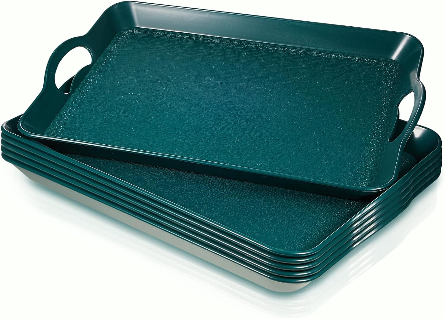 6 Pcs Green Serving Trays with Handles Trays for Eating 16 x 11 Inch ...