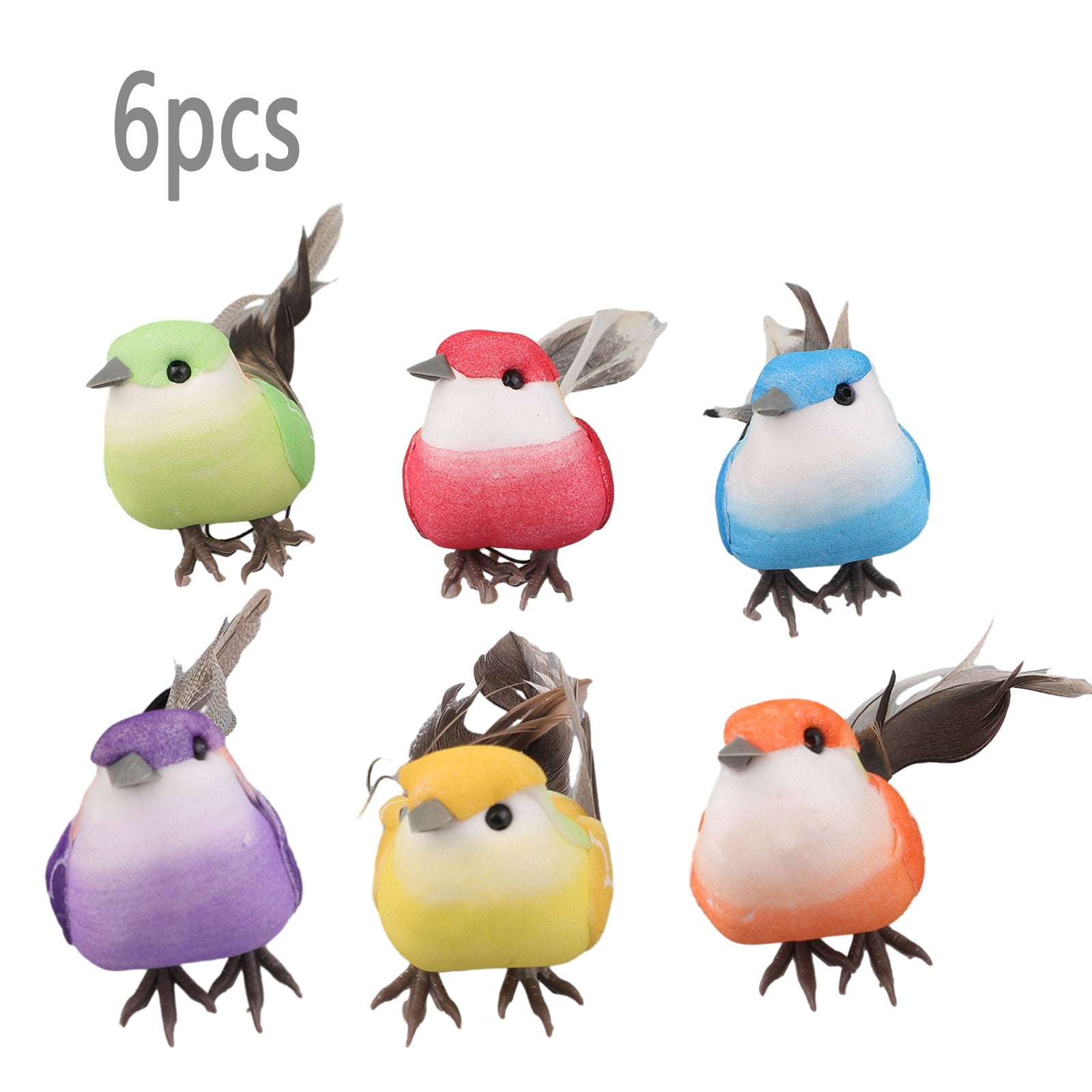 6 Pcs HONGDI Birds Figurines Artificial Birds Fake Birds Toy Figures ...
