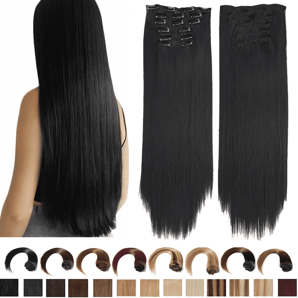 6 Pcs Hair Extensions,Clip In Hair Extensions,23.6 " Hair Pieces for ...