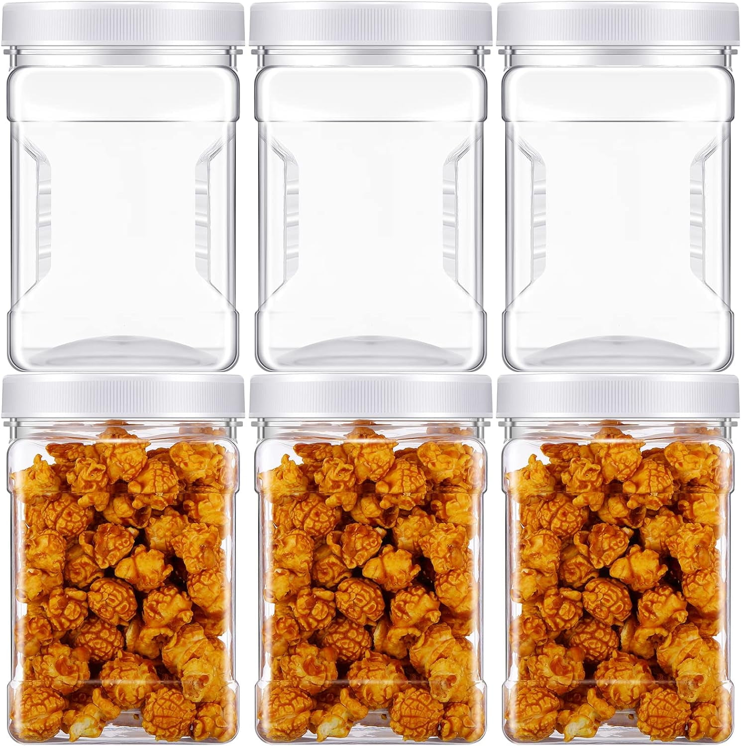 6 Pcs Half Gallon Square Plastic Containers with Lids 60.8 oz Clear ...