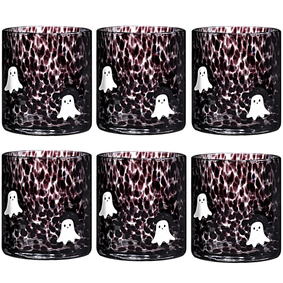 6 Pcs Halloween Icon Glass Cups - 14oz Cute Ghost Icon Juice Glass ...