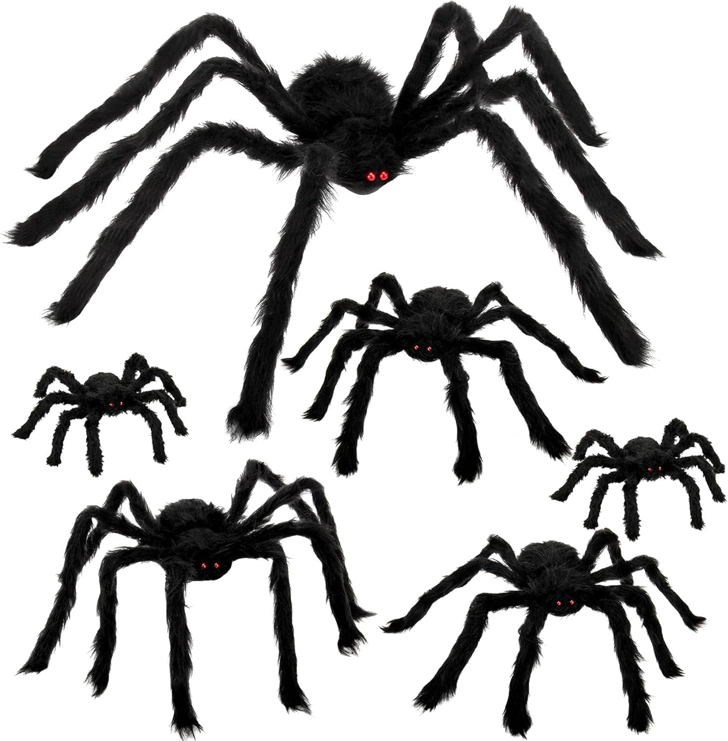 6 Pcs Halloween Spider Decorations, Realistic Large Scary Spider ...