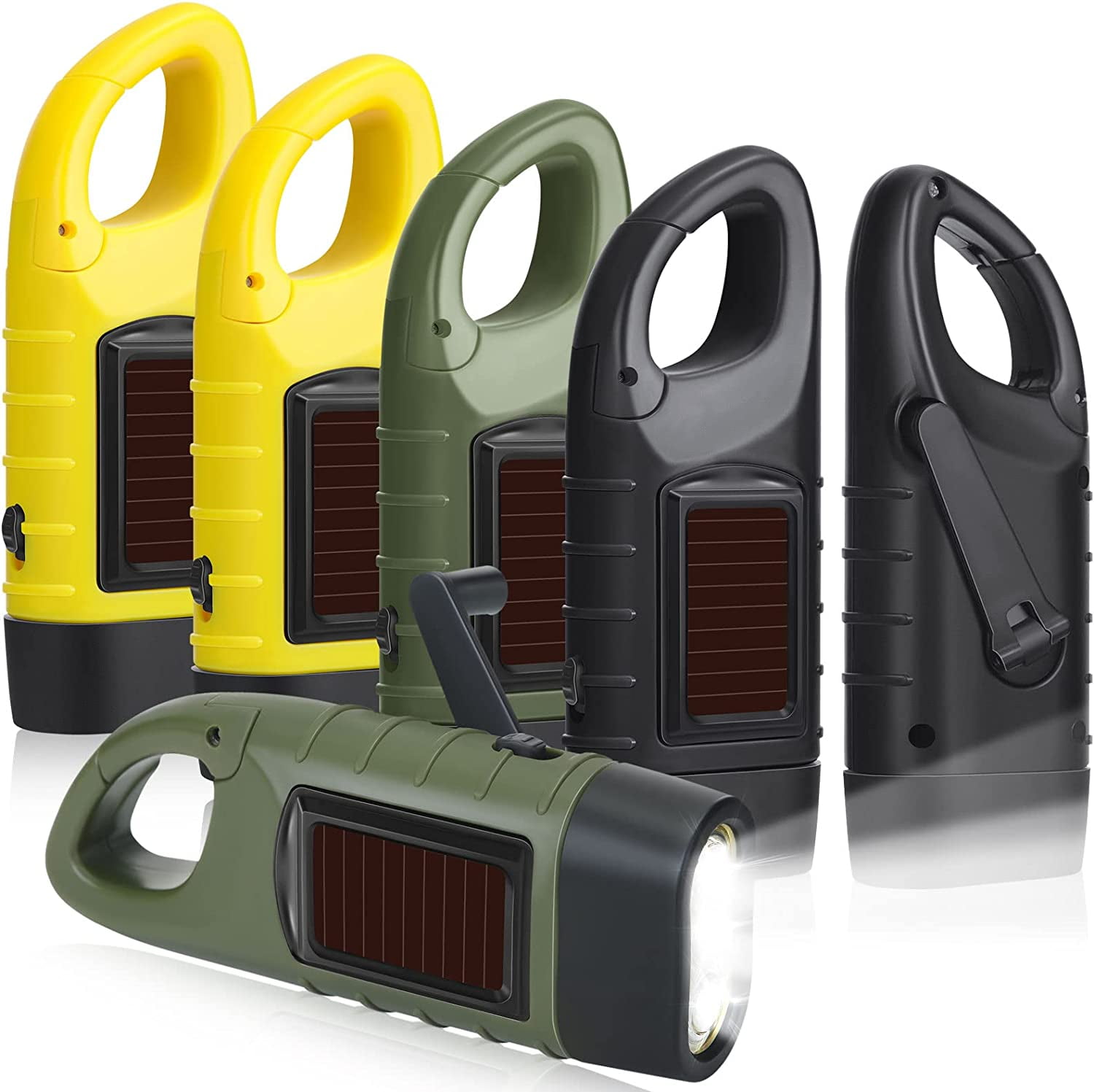 6 Pcs Hand Crank Solar Powered Flashlights Emergency Rechargeable LED ...