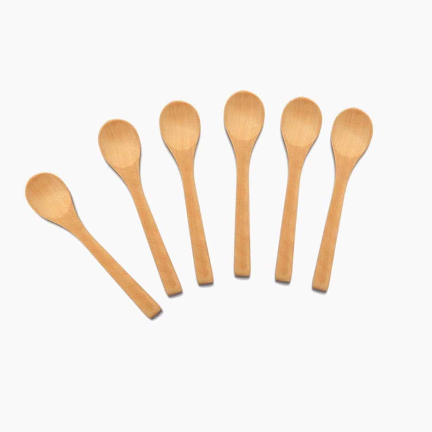 6 Pcs Handmade Small Wooden Spoon Honey Teaspoon Seasoning Coffee Tea ...