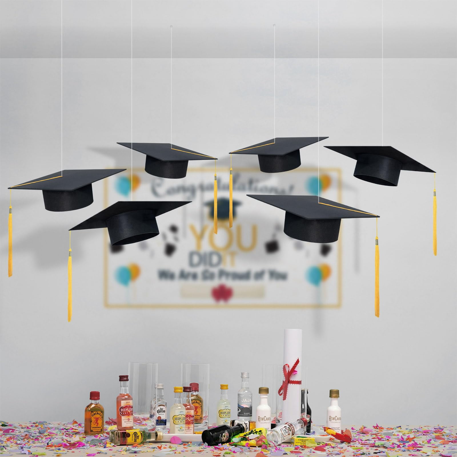6 Pcs Hanging Graduation Caps Decorations, Floating Graduation Class of ...